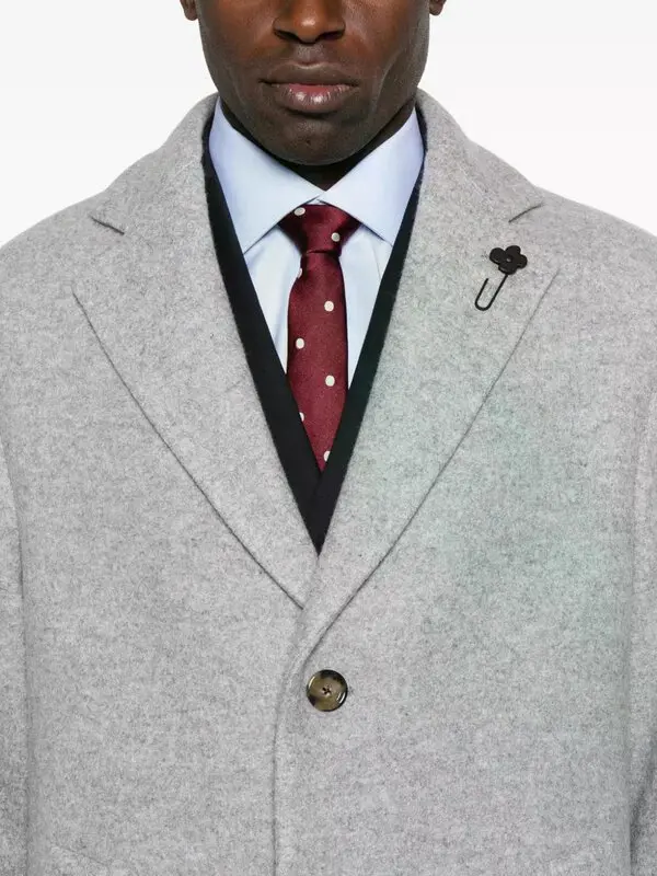 LARDINI Single-breasted Coat With Logo Pin