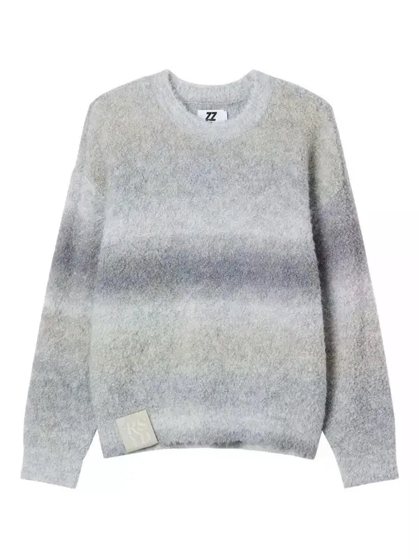 Izzue Striped Pullover Sweater - Grey
