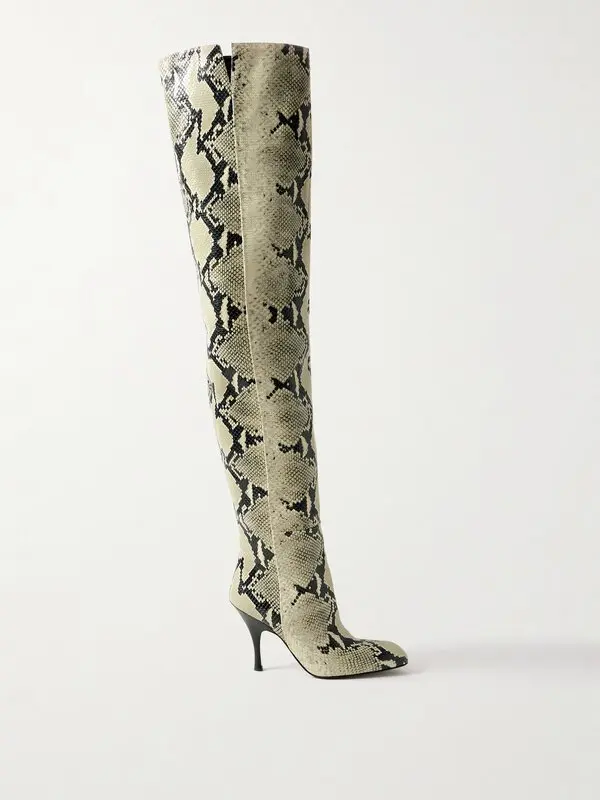 Khaite Colt Snake-effect Over-the-knee Leather Boots - Animal Print