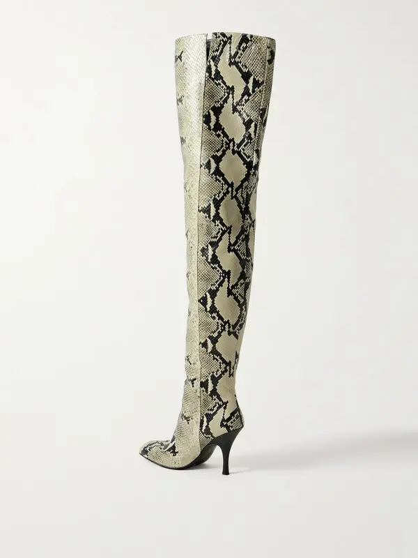 Khaite Colt Snake-effect Over-the-knee Leather Boots - Animal Print
