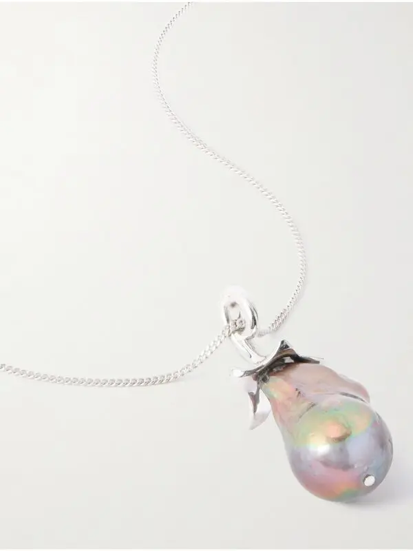 Loewe Aubergine And Pearl Necklace - Silver