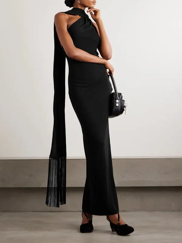 strapless open back dress Sequin Asymmetrical Fringe Hem One-Shoulder Dress main image 0