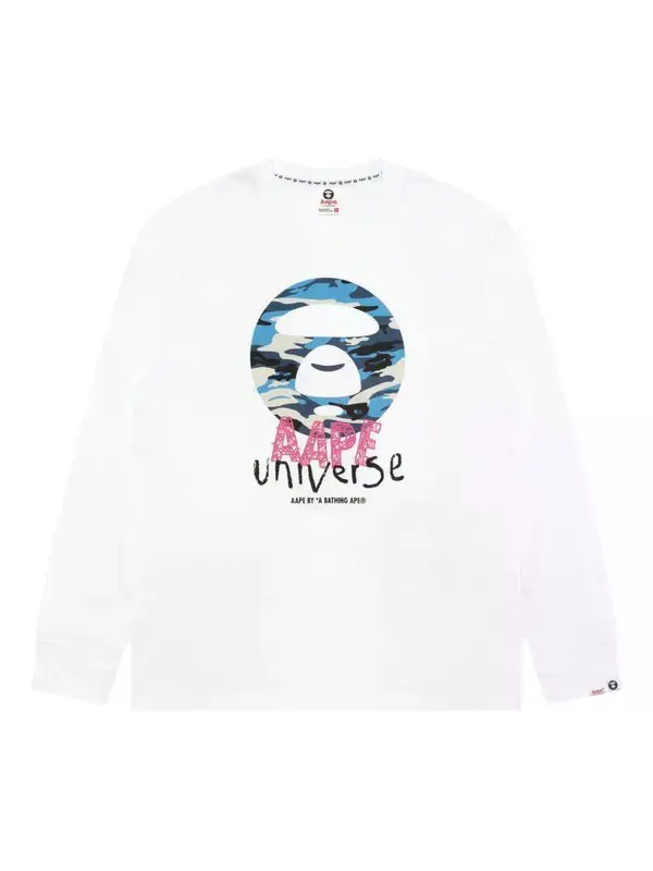 AAPE BY *A BATHING APE® Long-sleeved Crewneck Sweatshirt - White