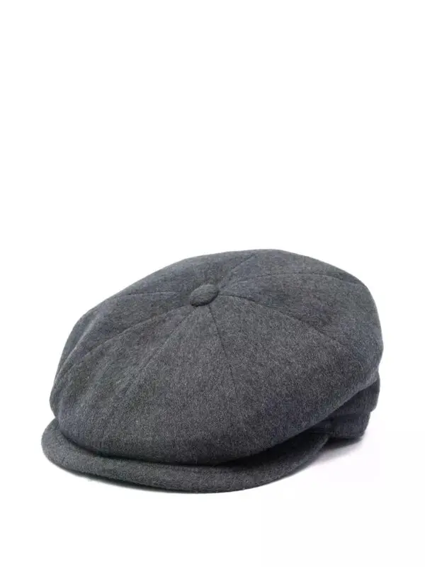 Tagliatore Wool Beret With Logo Charm - Grey