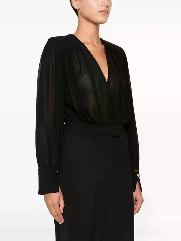Elisabetta Franchi Pleated-panel Button-cuff Bodysuit