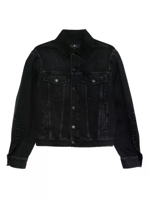 7 For All Mankind Laser-cut Denim Trucker Jacket