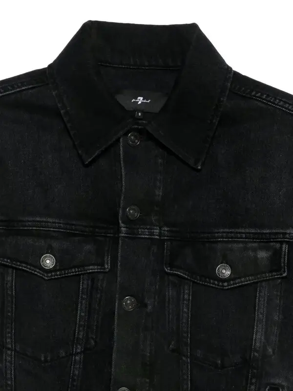 7 For All Mankind Laser-cut Denim Trucker Jacket