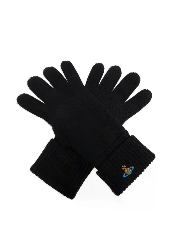 VIVIENNE WESTWOOD Orb-embroidered Gloves - Black