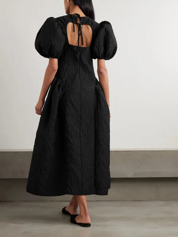 Cecilie Bahnsen Matelassé Puff-Sleeved Dress - Black - 70% Off 