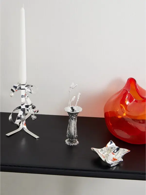Completedworks Set Of Two Plated Flower Ornaments