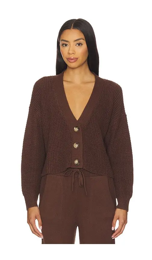 Eberjey Recycled Sweater Cropped Cardigan - Chocolate