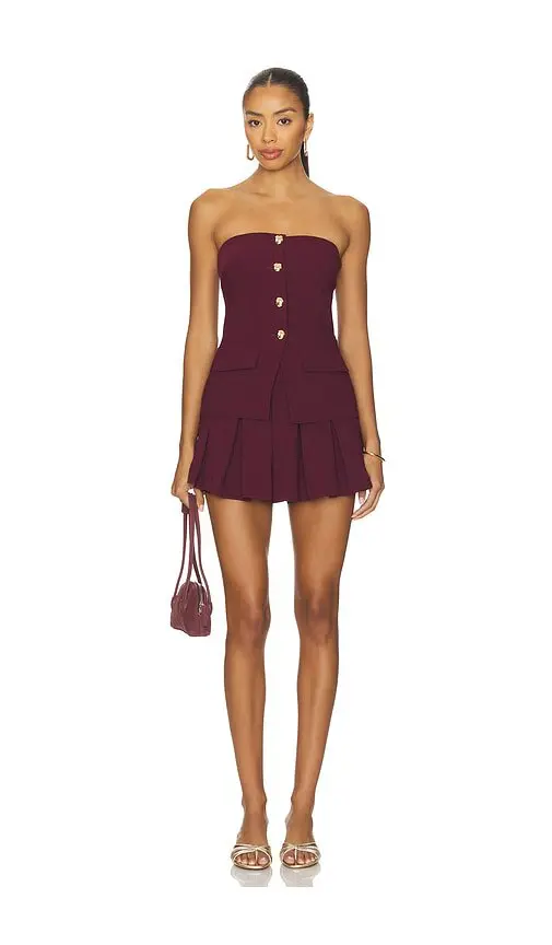 Amanda Uprichard Kourt Skort Romper - Wine