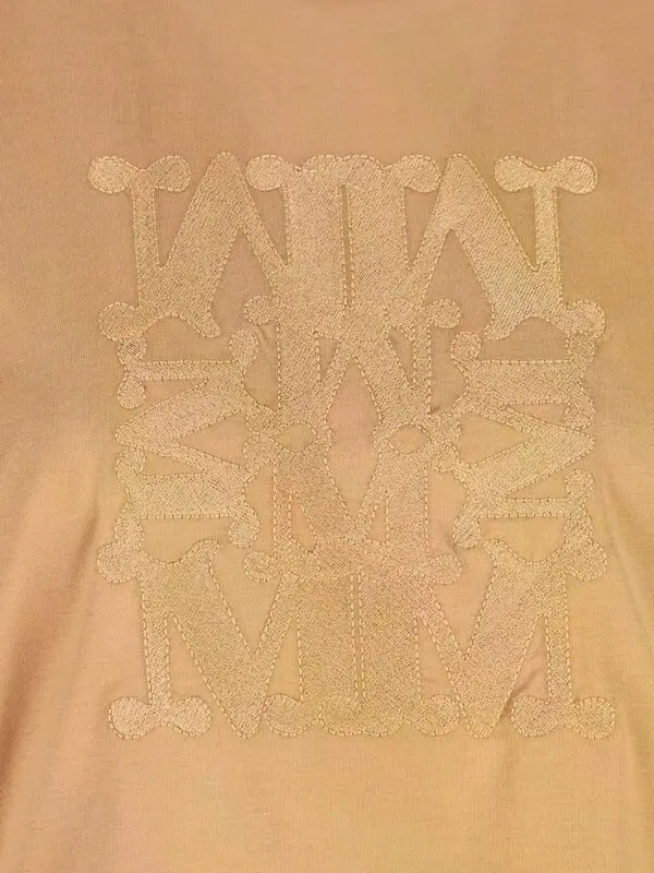 Max Mara Logo-embroidered Cotton T-shirt - Neutrals