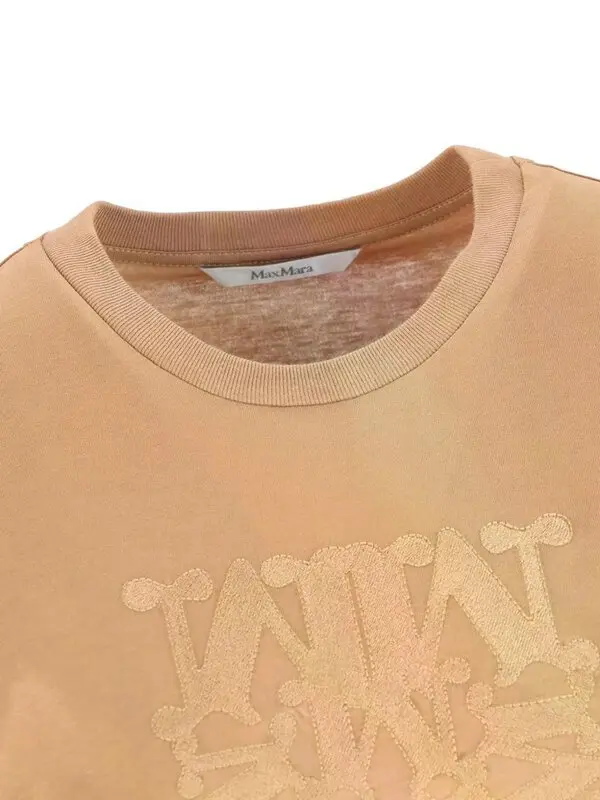 Max Mara Logo-embroidered Cotton T-shirt - Neutrals