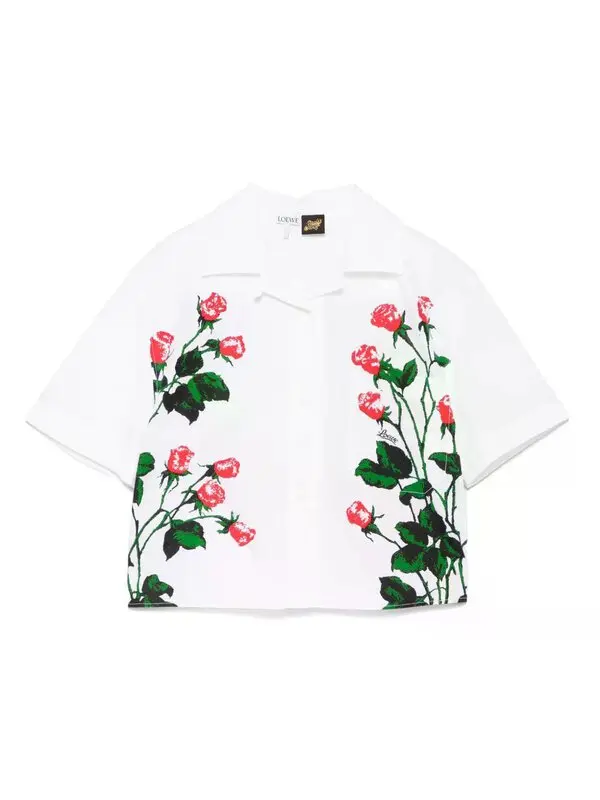 Loewe Floral-print Cropped Shirt - White