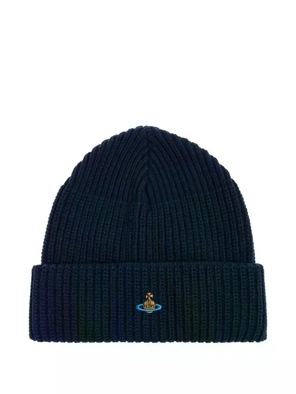 VIVIENNE WESTWOOD Ribbed Orb Beanie - Blue