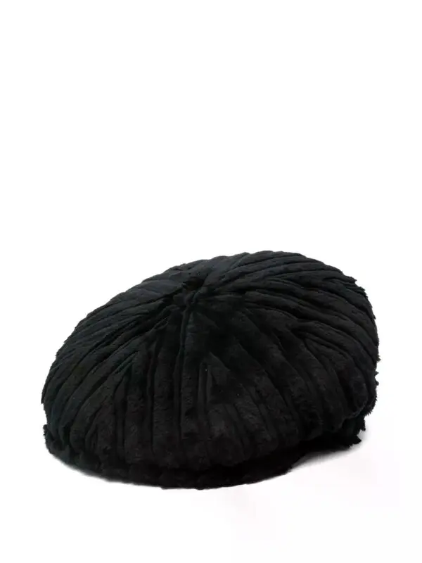 Tagliatore Pleated Velvet Beret - Black