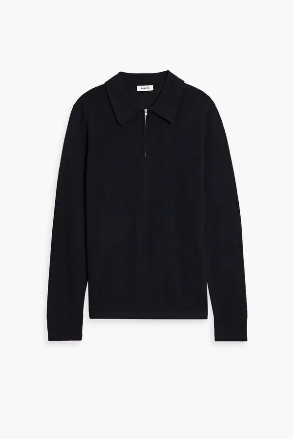 Sandro Wool-blend Polo Sweater - Midnight Blue