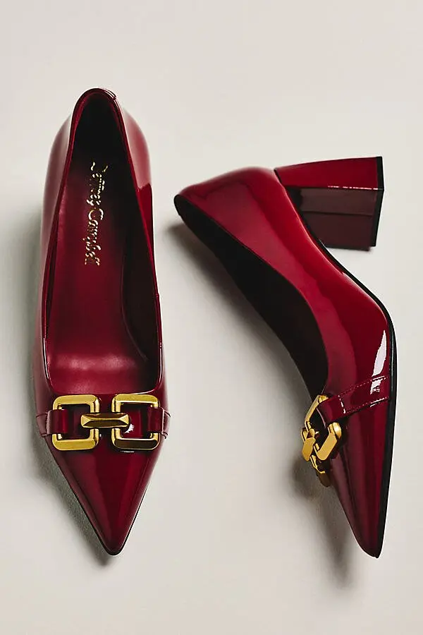 Jeffrey Campbell Lasting Pointed-toe Heels - Cherry Red Patent Gold