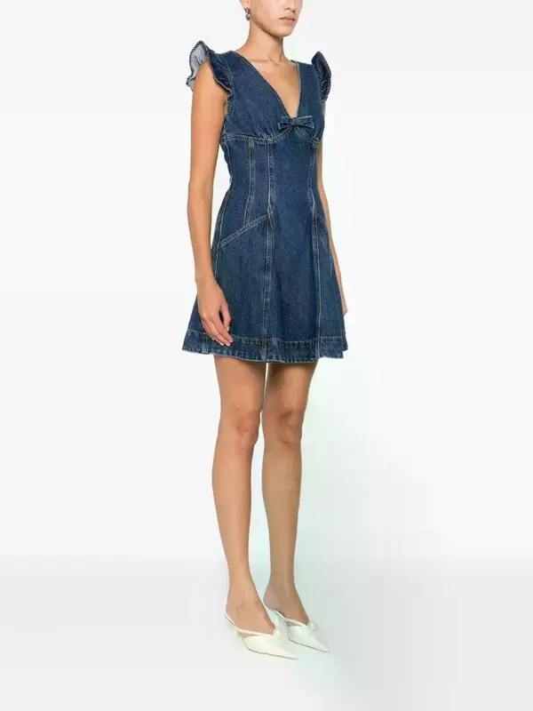 SELF-PORTRAIT Ruffle-detail Denim Dress