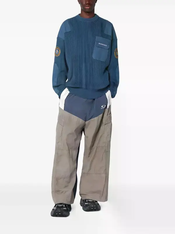 Balenciaga Logo-appliqué Ribbed-knit Jumper