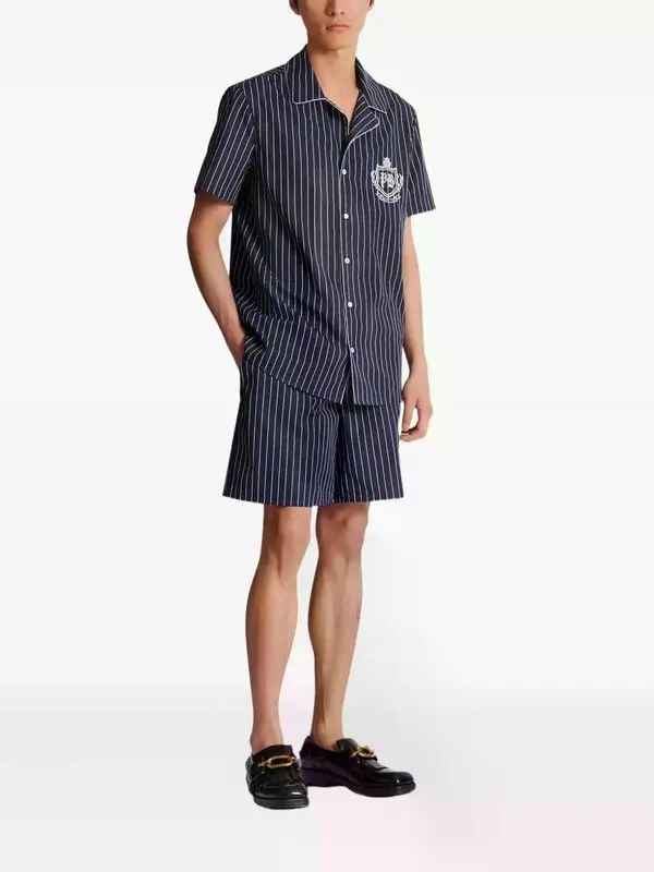 Balmain Striped Embroidered Pajama Shirt - Blue