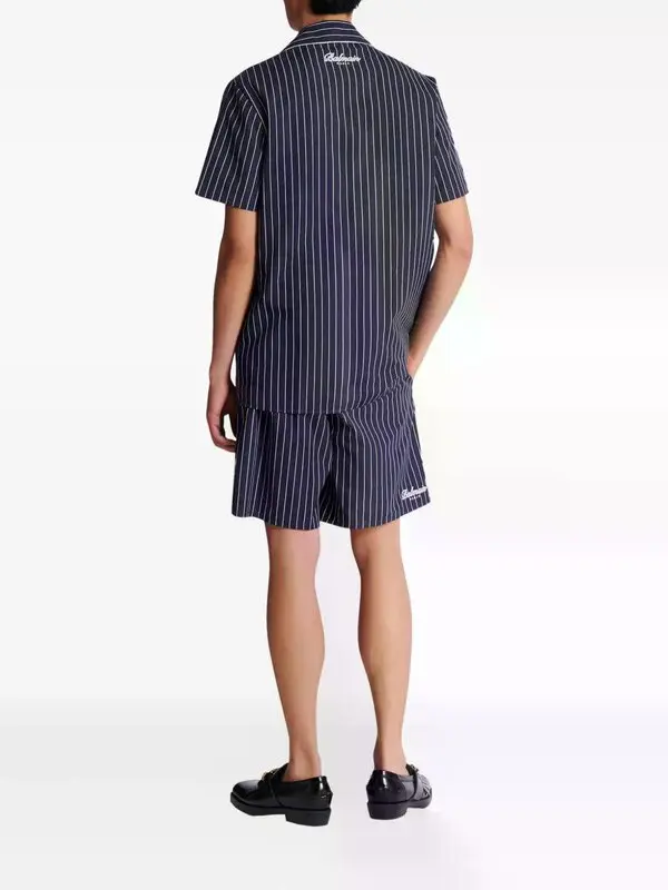 Balmain Striped Embroidered Pajama Shirt - Blue