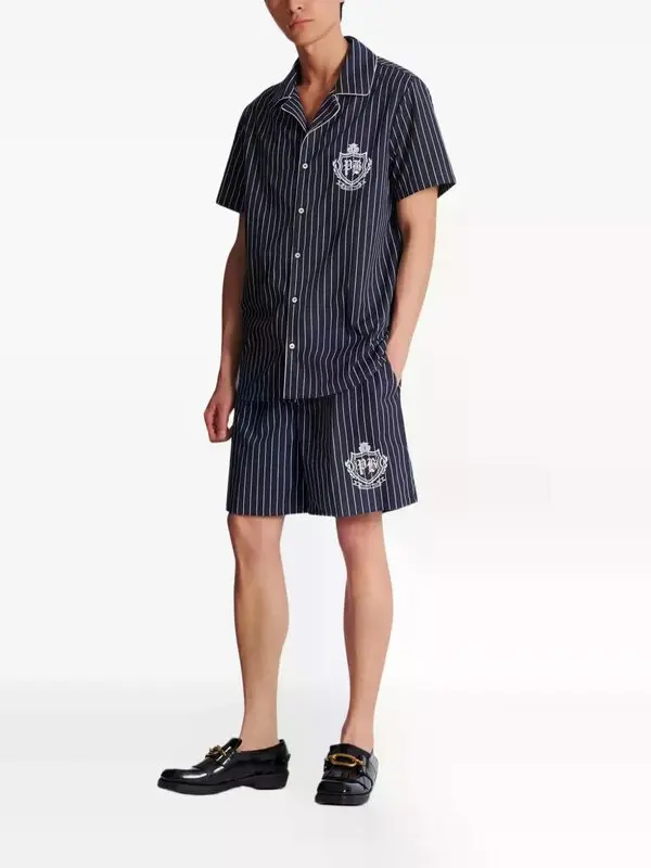 Balmain Pinstripe Embroidered Shorts