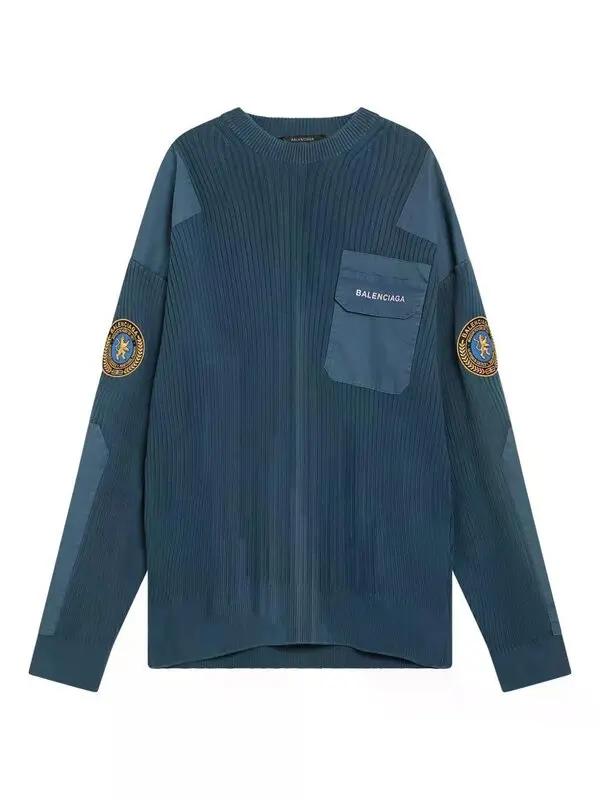 Balenciaga Logo-appliqué Ribbed-knit Jumper