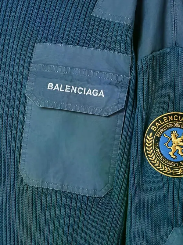 Balenciaga Logo-appliqué Ribbed-knit Jumper