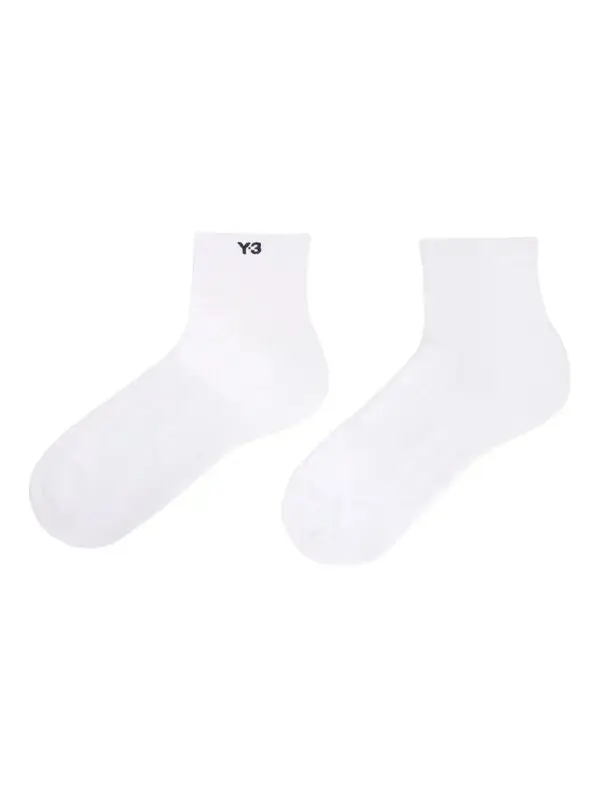 Y3 Logo-embroidered Socks - White