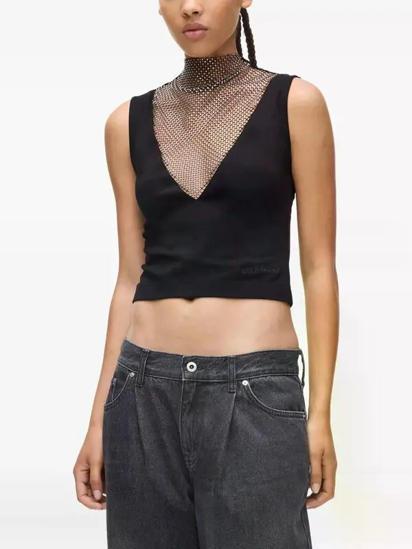 Karl Lagerfeld Chainmail-detail High-neck Top