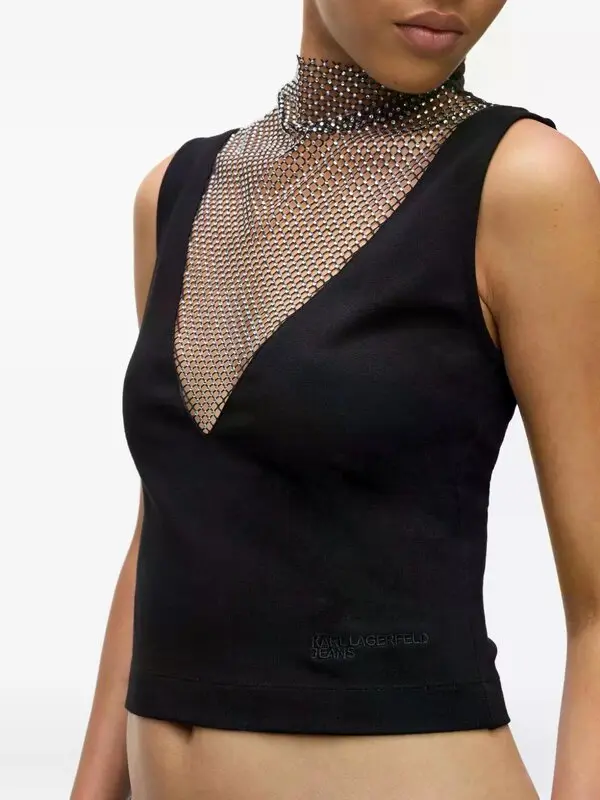 Karl Lagerfeld Chainmail-detail High-neck Top