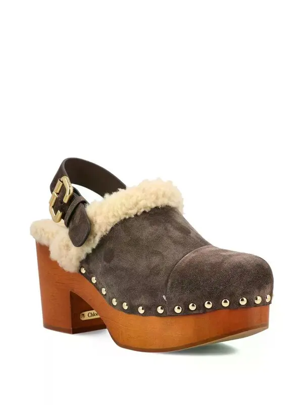 Chloé 80mm Shearling-trimmed Clogs