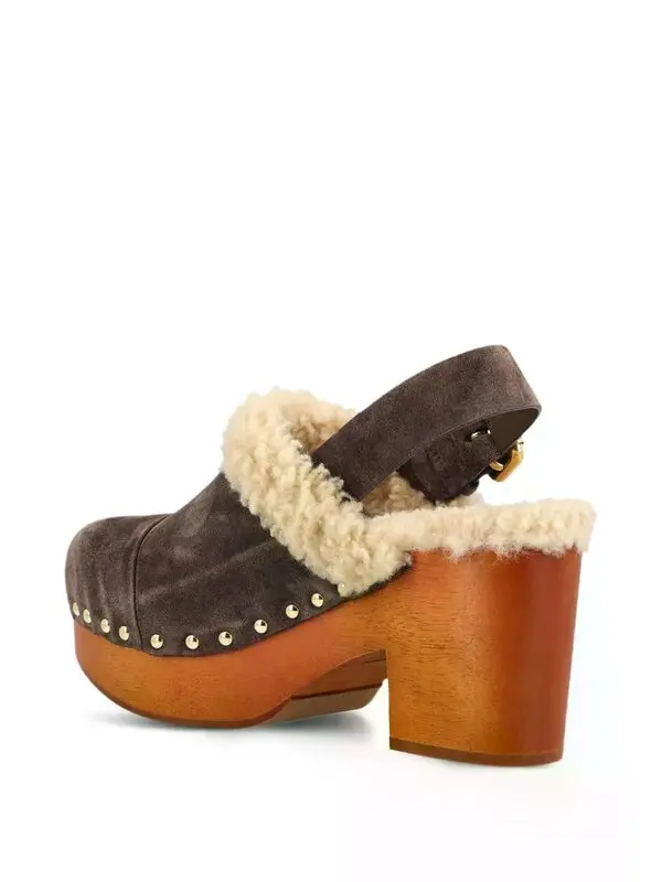 Chloé 80mm Shearling-trimmed Clogs