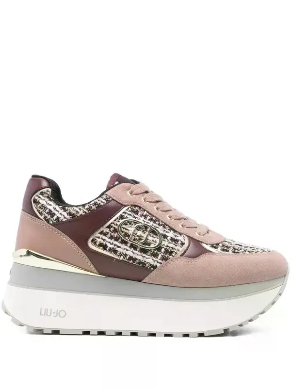 Liu Jo Tweed Panelled Platform Sneakers - Pink