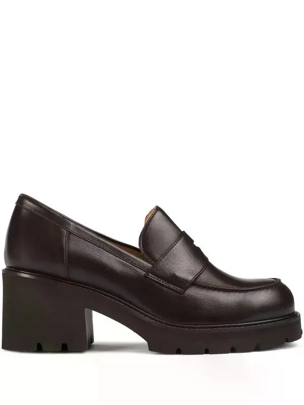 DOUCAL'S Leather Block-heel Loafers