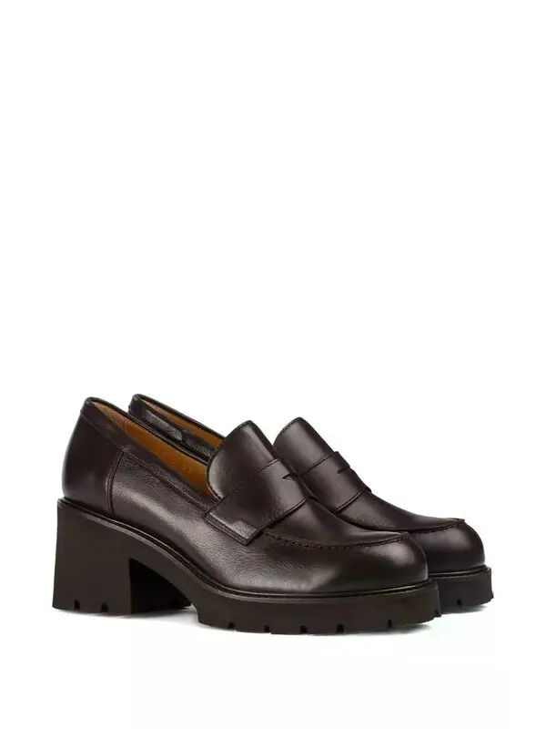DOUCAL'S Leather Block-heel Loafers