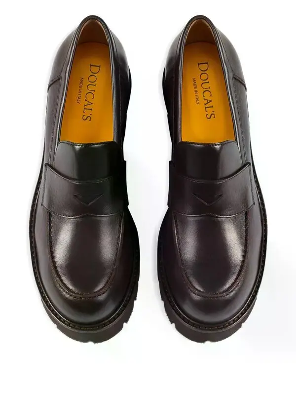 DOUCAL'S Leather Block-heel Loafers