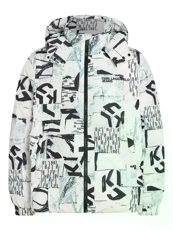 Karl Lagerfeld All-over Print Puffer Jacket - White