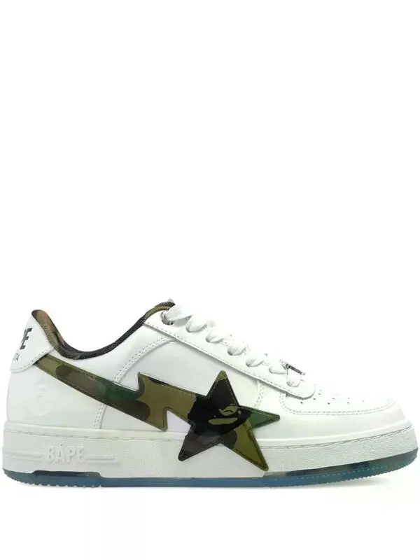 A BATHING APE Camo-star Leather Sneakers