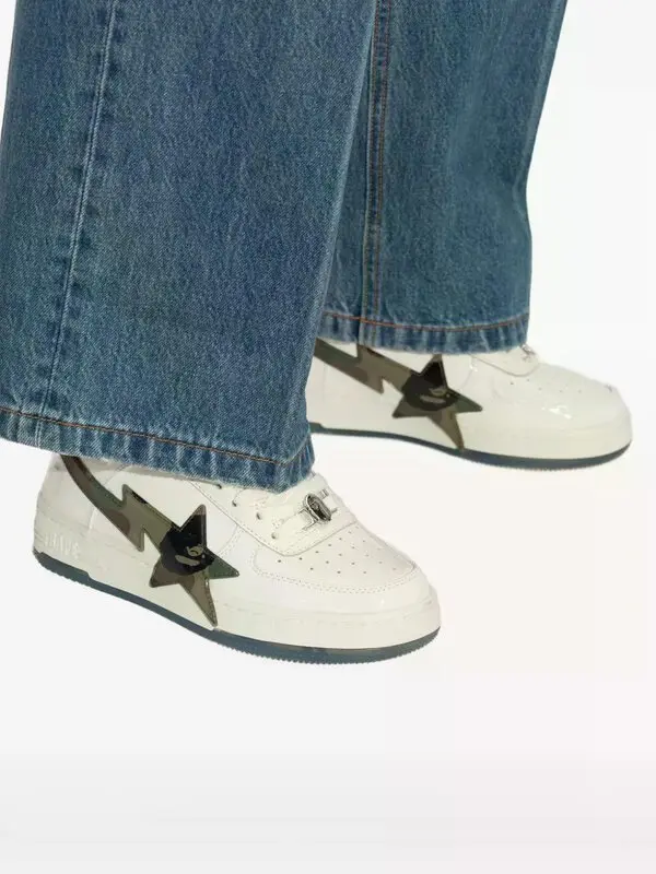 A BATHING APE Camo-star Leather Sneakers