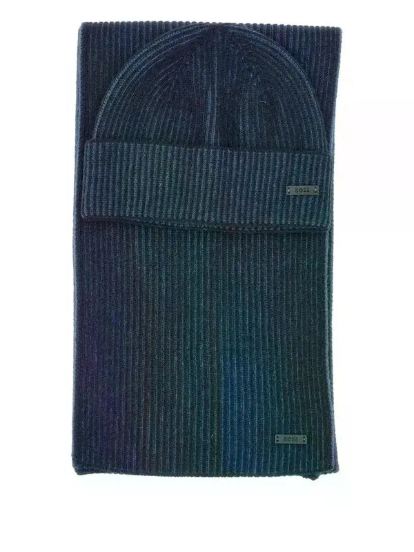 BOSS Ribbed Wool Beanie And Scarf Set