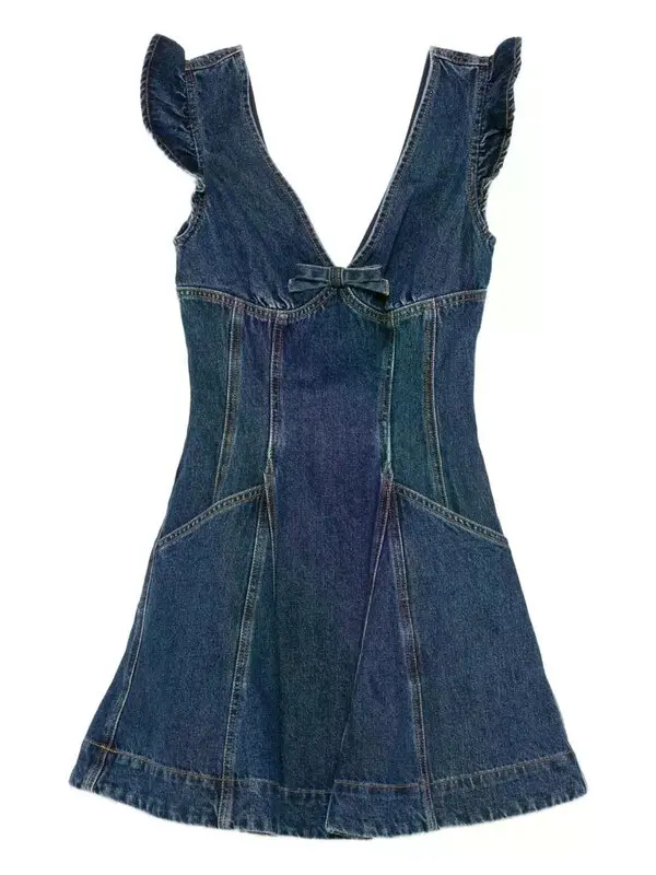 SELF-PORTRAIT Ruffle-detail Denim Dress - Blue