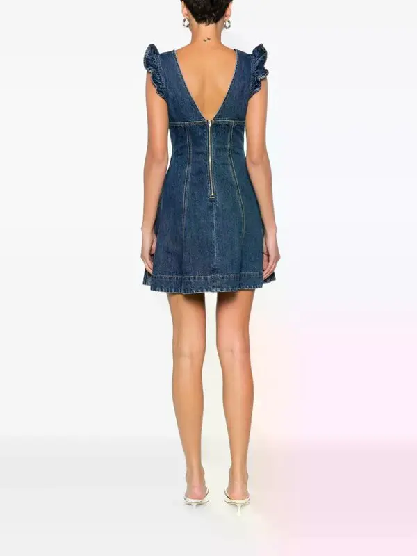 SELF-PORTRAIT Ruffle-detail Denim Dress
