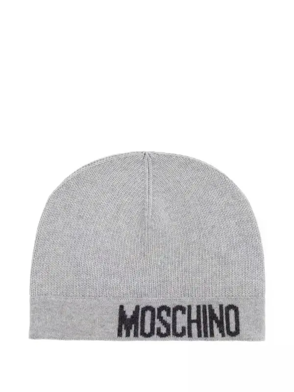 Moschino Logo Intarsia Knit Beanie - Grey