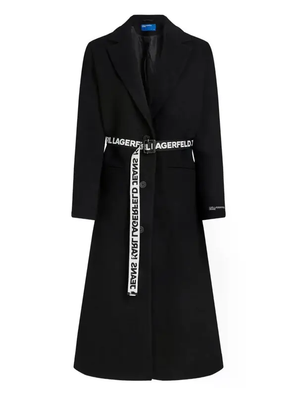 Karl Lagerfeld Belted Logo-jacquard Coat