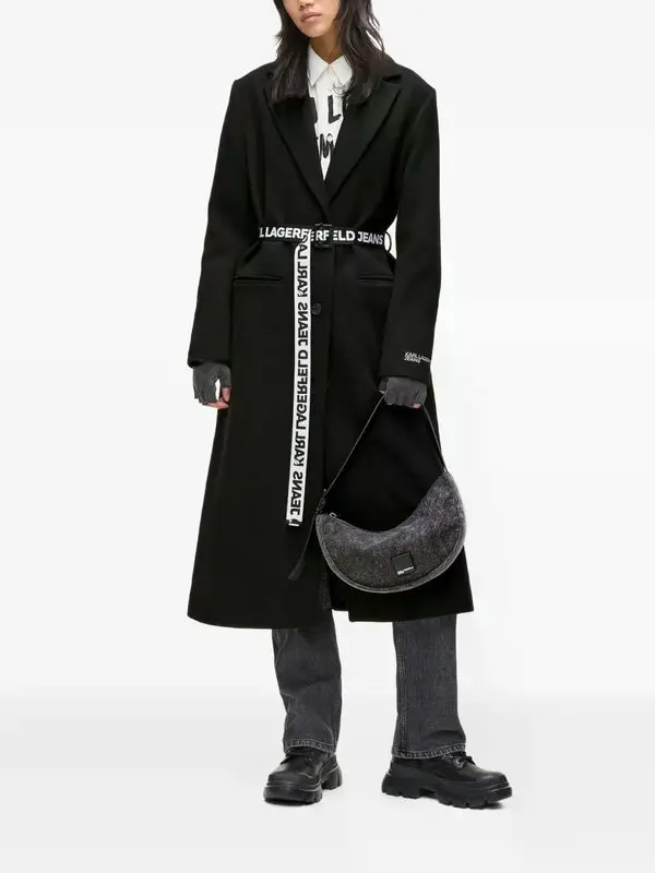 Karl Lagerfeld Belted Logo-jacquard Coat
