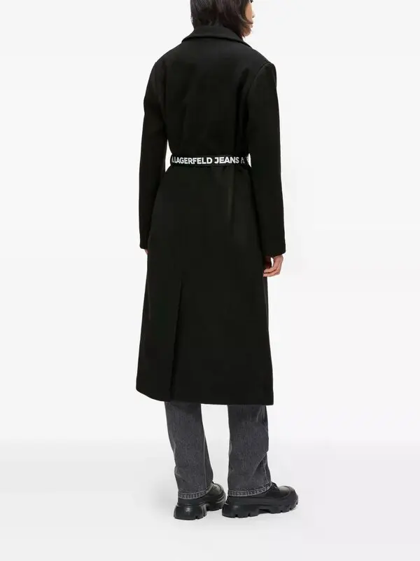 Karl Lagerfeld Belted Logo-jacquard Coat