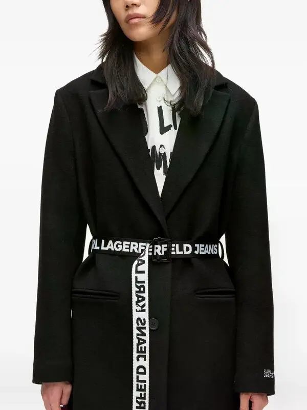 Karl Lagerfeld Belted Logo-jacquard Coat